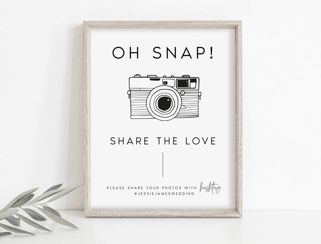 Modern Wedding Hashtag Sign, Oh Snap Camera (digital Download) #JSSIE ...