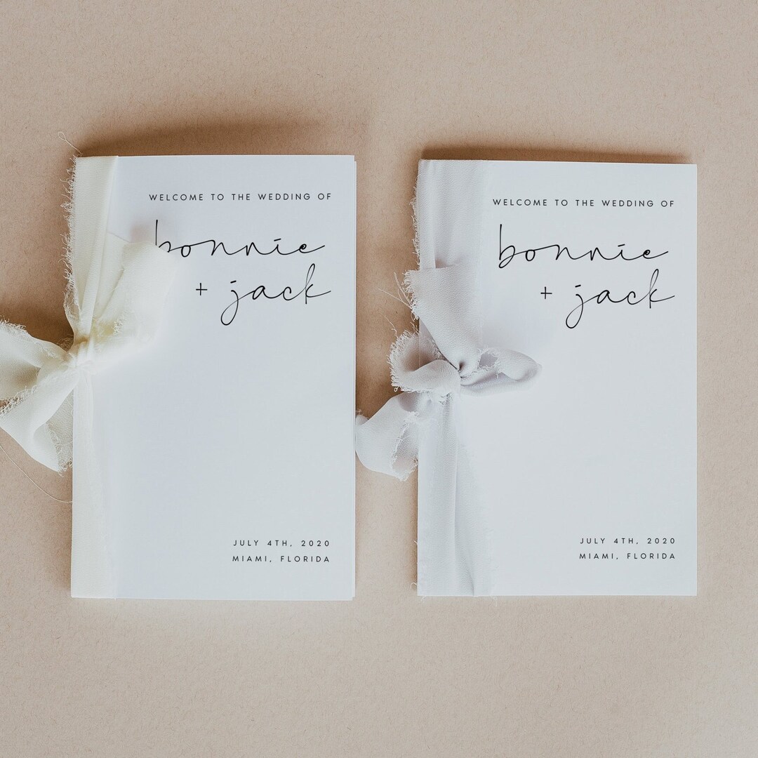 Minimalist Foldable Wedding Program Template, Modern Wedding Program ...