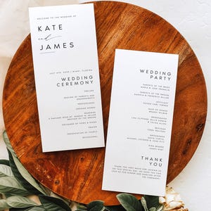 PRINTED + SHIPPED Modern Wedding Program, Minimalist Order of Service ...