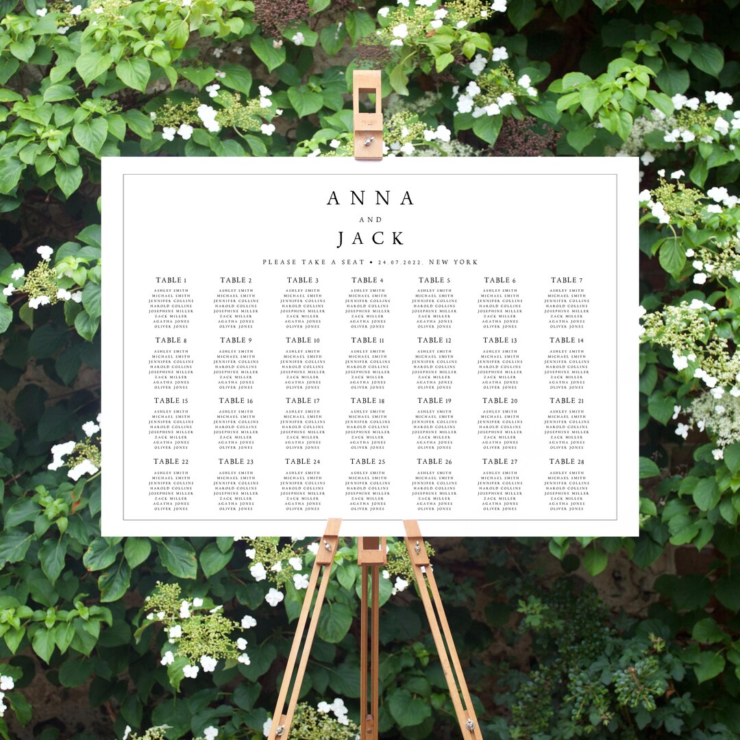 Elegant Wedding Seating Chart Template, Printable (INSTANT Download ...