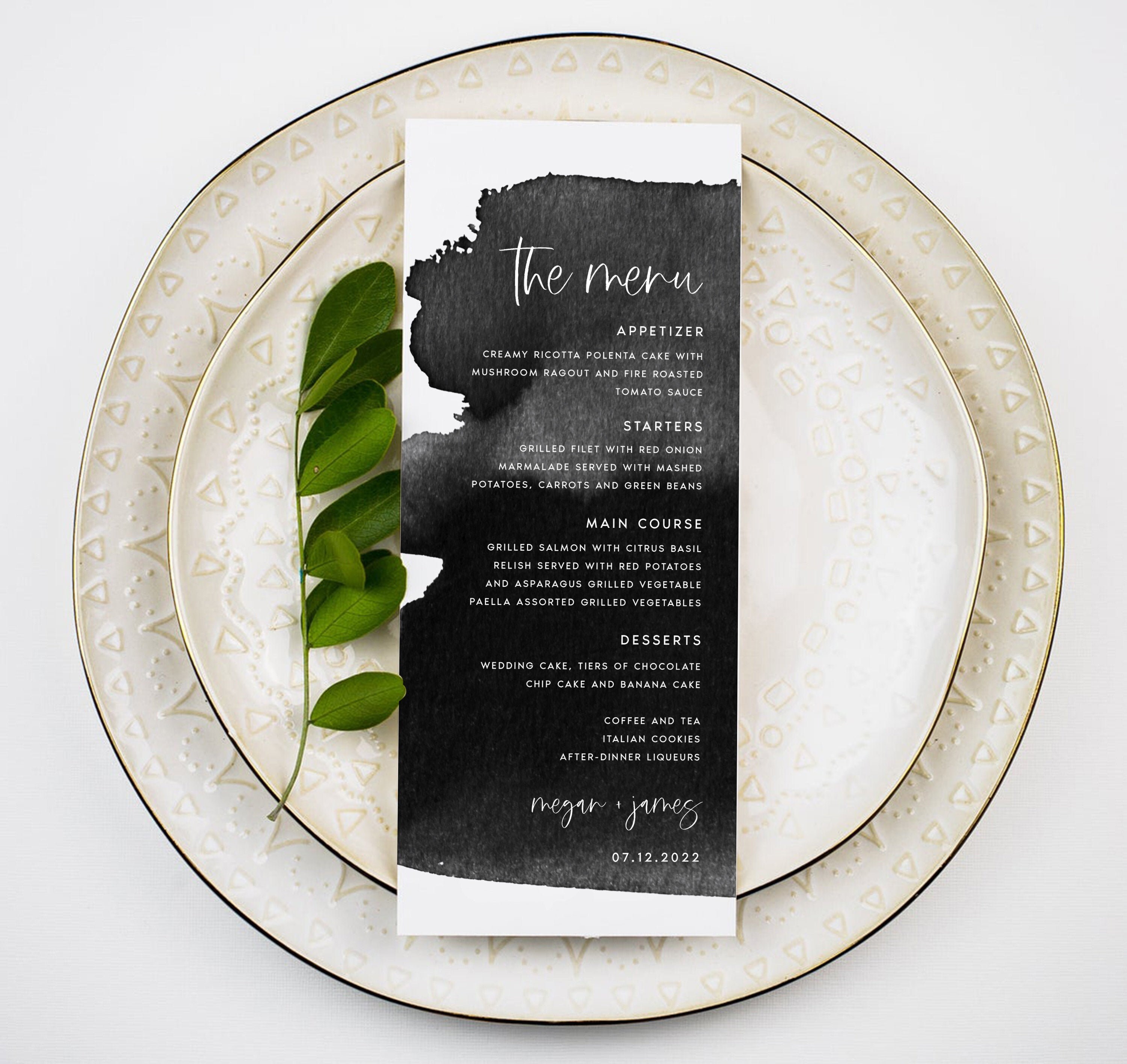 Paper Templates Printable #CRTNY Reception Dinner Menu Editable Modern ...