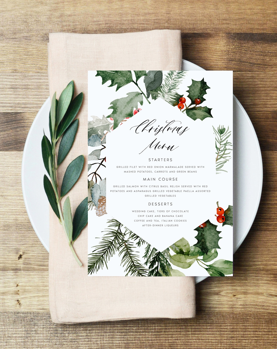 Christmas Menu Template Printable Christmas Menu Xmas Menu | Etsy