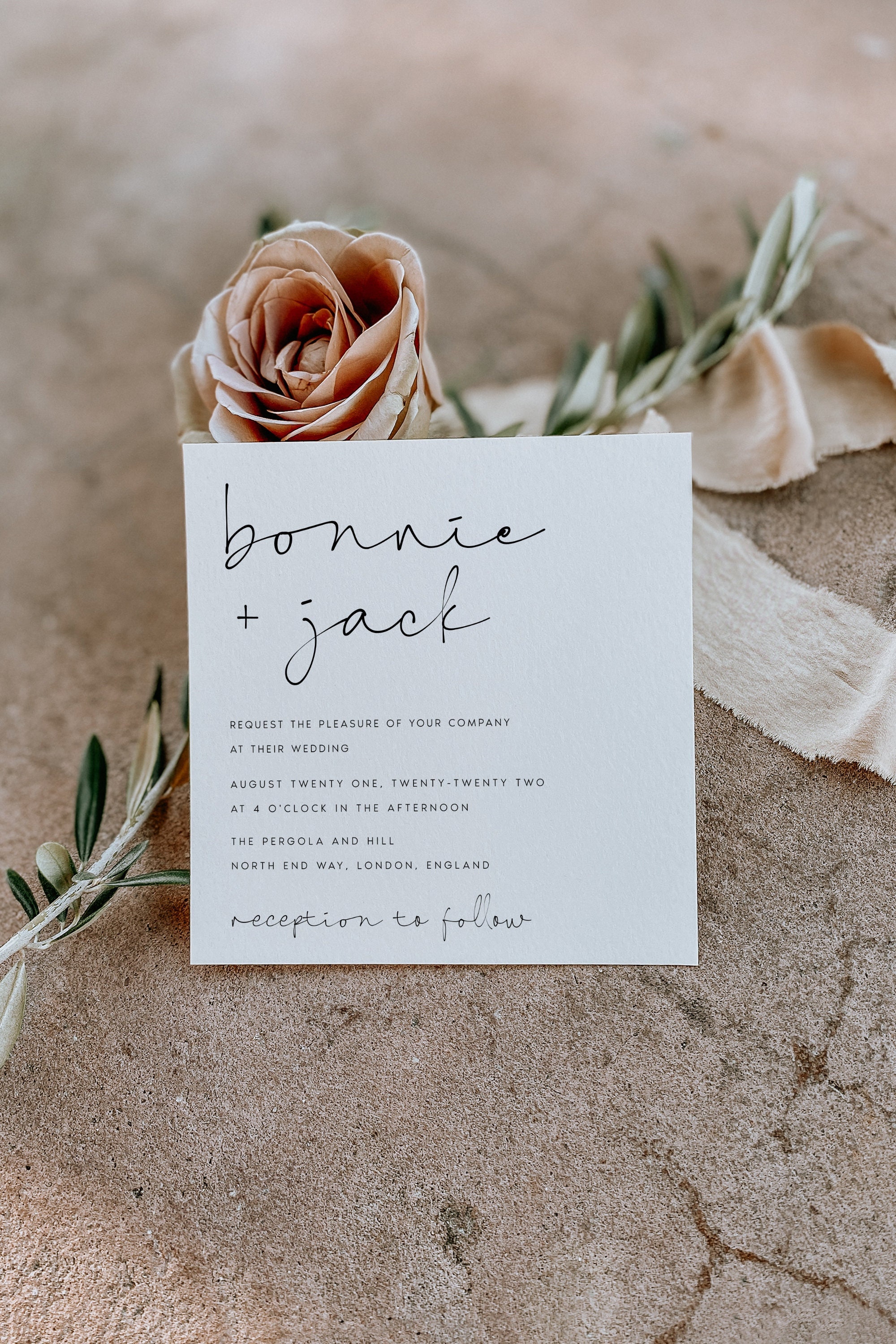 Wedding Invitation Template Square Wedding Invitation | Etsy