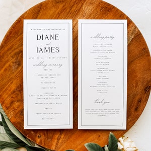Wedding Program Template, Calligraphy & Border, Elegant Wedding ...