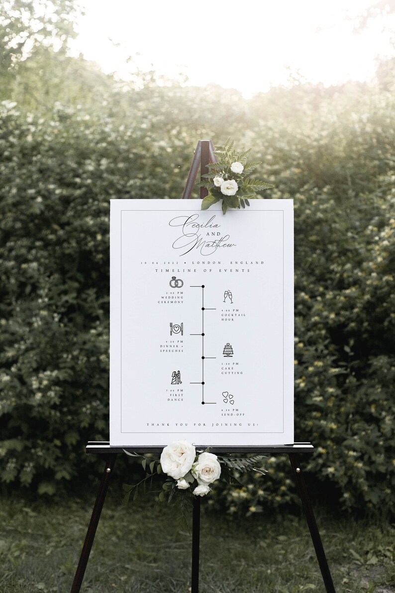 Wedding Timeline Sign Template Classic & Border Elegant - Etsy UK