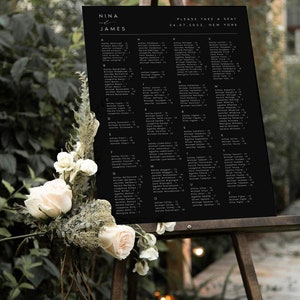 Modern Black Seating Chart Template, Minimalist Editable Instant ...