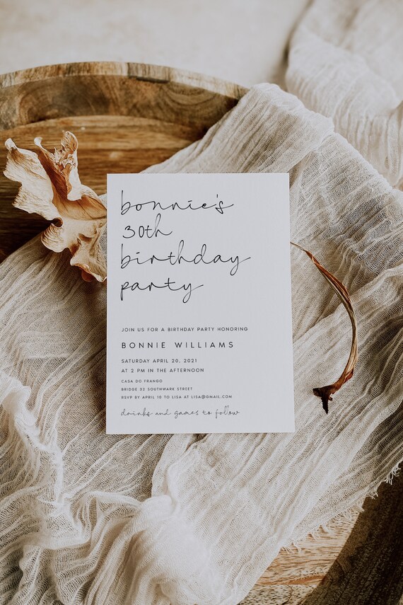 Birthday Invitation Template Modern Birthday Invite Instant - Etsy
