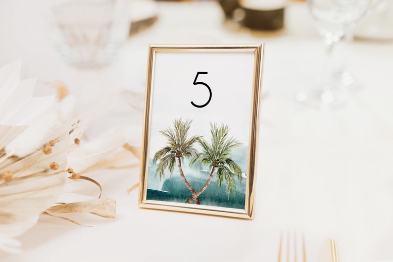 Tropical Table Number Template Printable Editable Wedding - Etsy