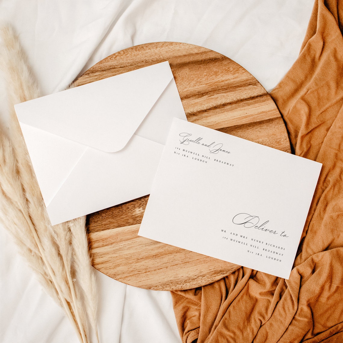 A7 Wedding Envelope Addressing Template, Minimalist Printable Card ...