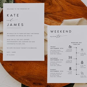 PRINTED Wedding Weekend Itinerary, Double-sided Wedding Program ...