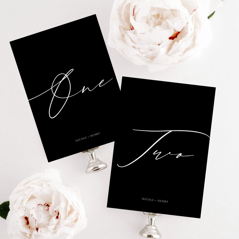 Modern Calligraphy Wedding Table Number Template, Elegant Script ...