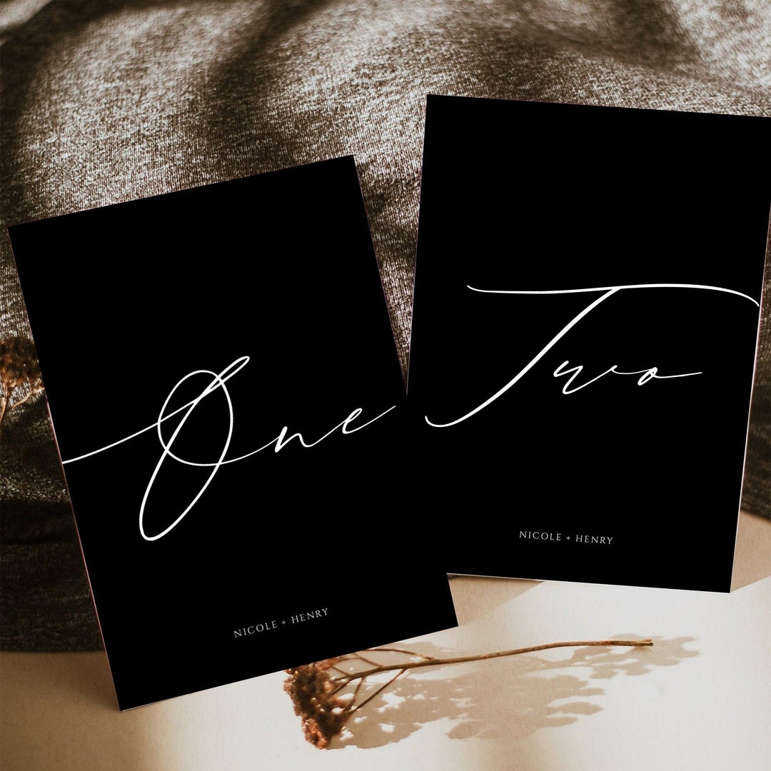 Modern Calligraphy Wedding Table Number Template, Elegant Script ...