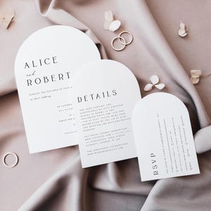 Arch Shaped Wedding Invitation, Printed Wedding Invite Cards, Arched Minimalist Wedding ...