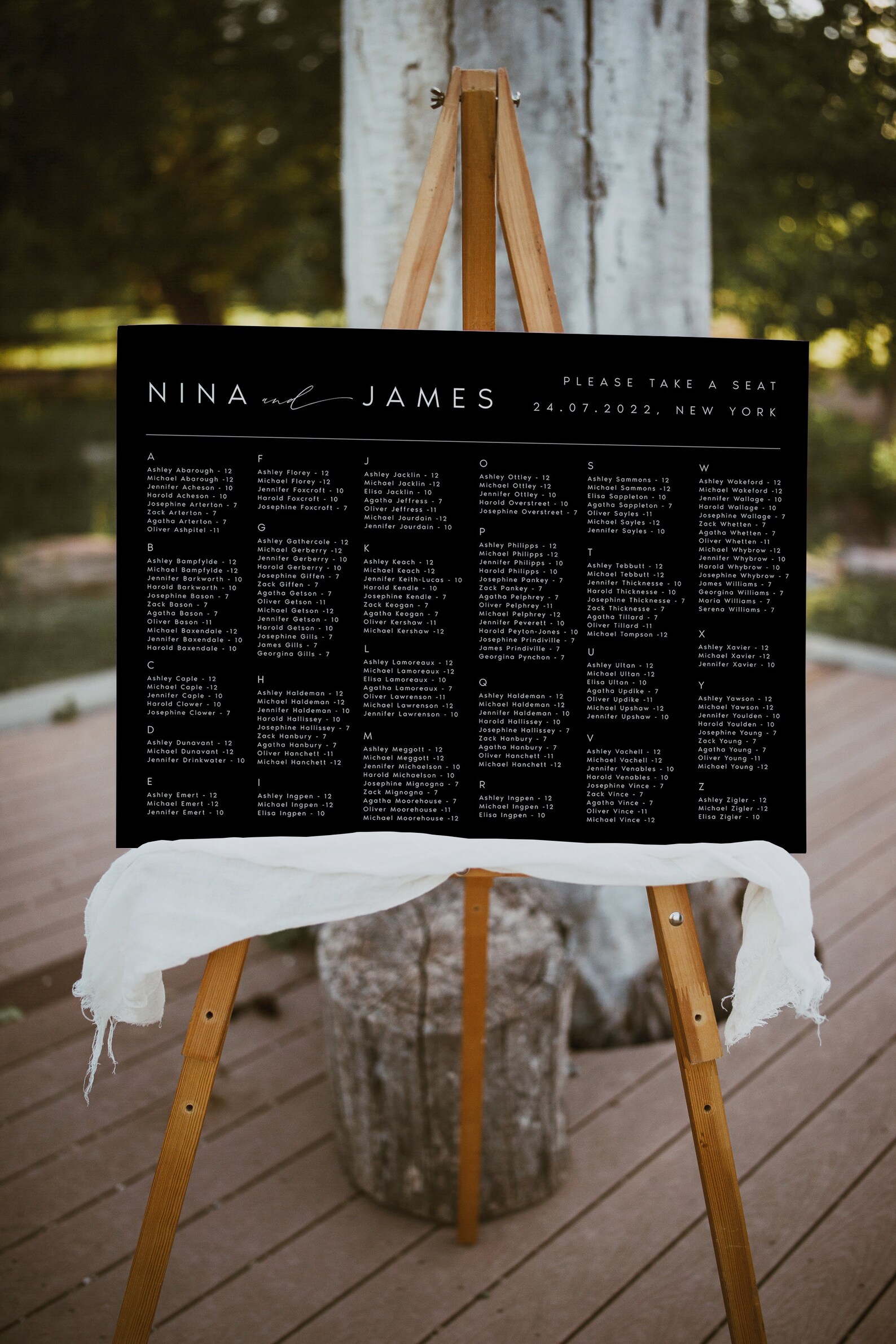 Black Seating Chart Template, Modern Editable Instant Download Seating ...