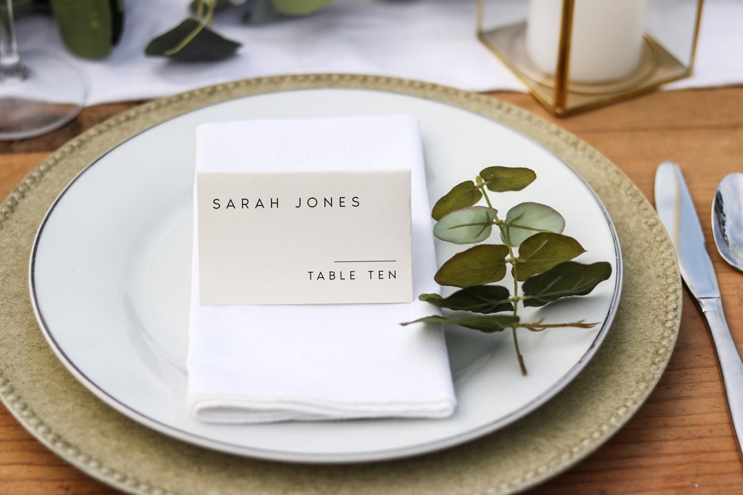 Minimalist Wedding Place Card Template, Editable Name Card (digital ...