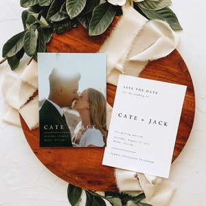 Modern Photo Save the Date Template, Double-sided (digital Download ...