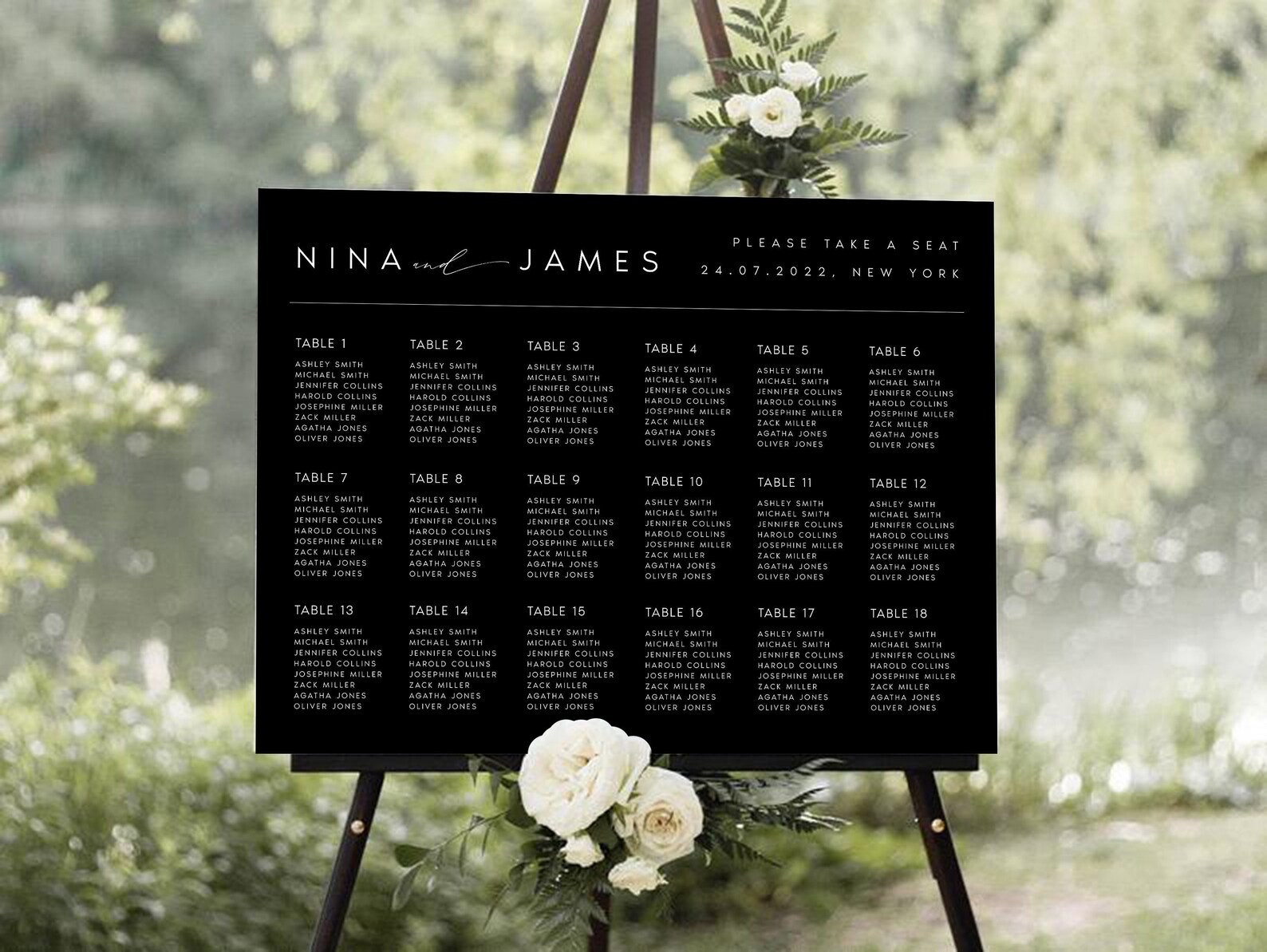 Black Seating Chart Template Modern Editable Instant Download | Etsy