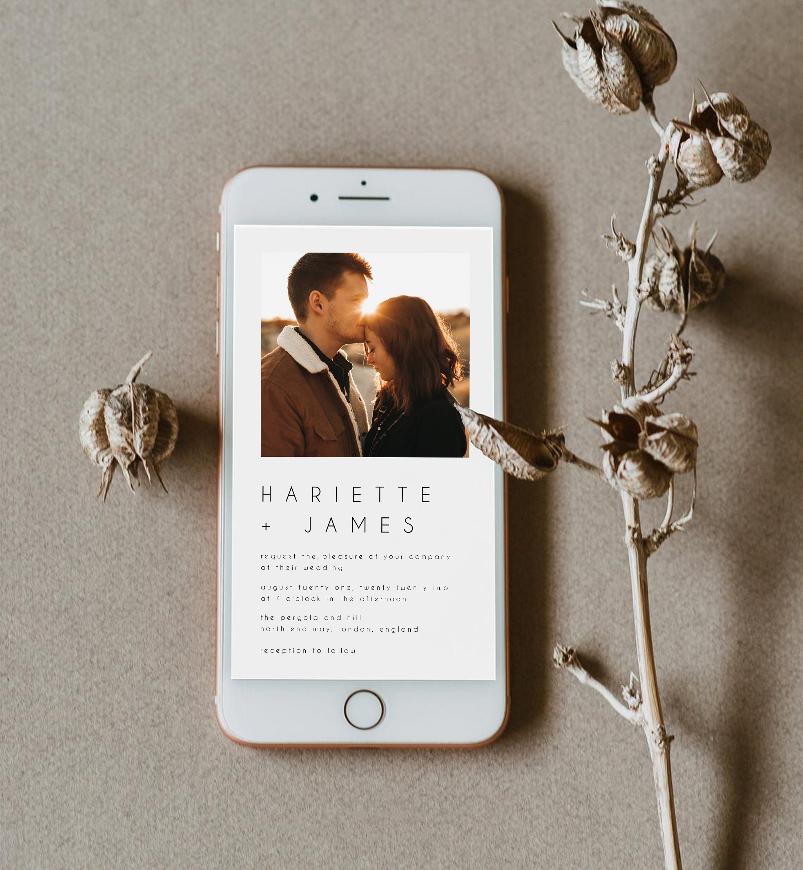 Modern Wedding Electronic Invitation Minimalist Online Photo | Etsy