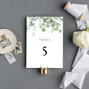 Eucalyptus Table Number Template, Printable, Editable Wedding Table ...
