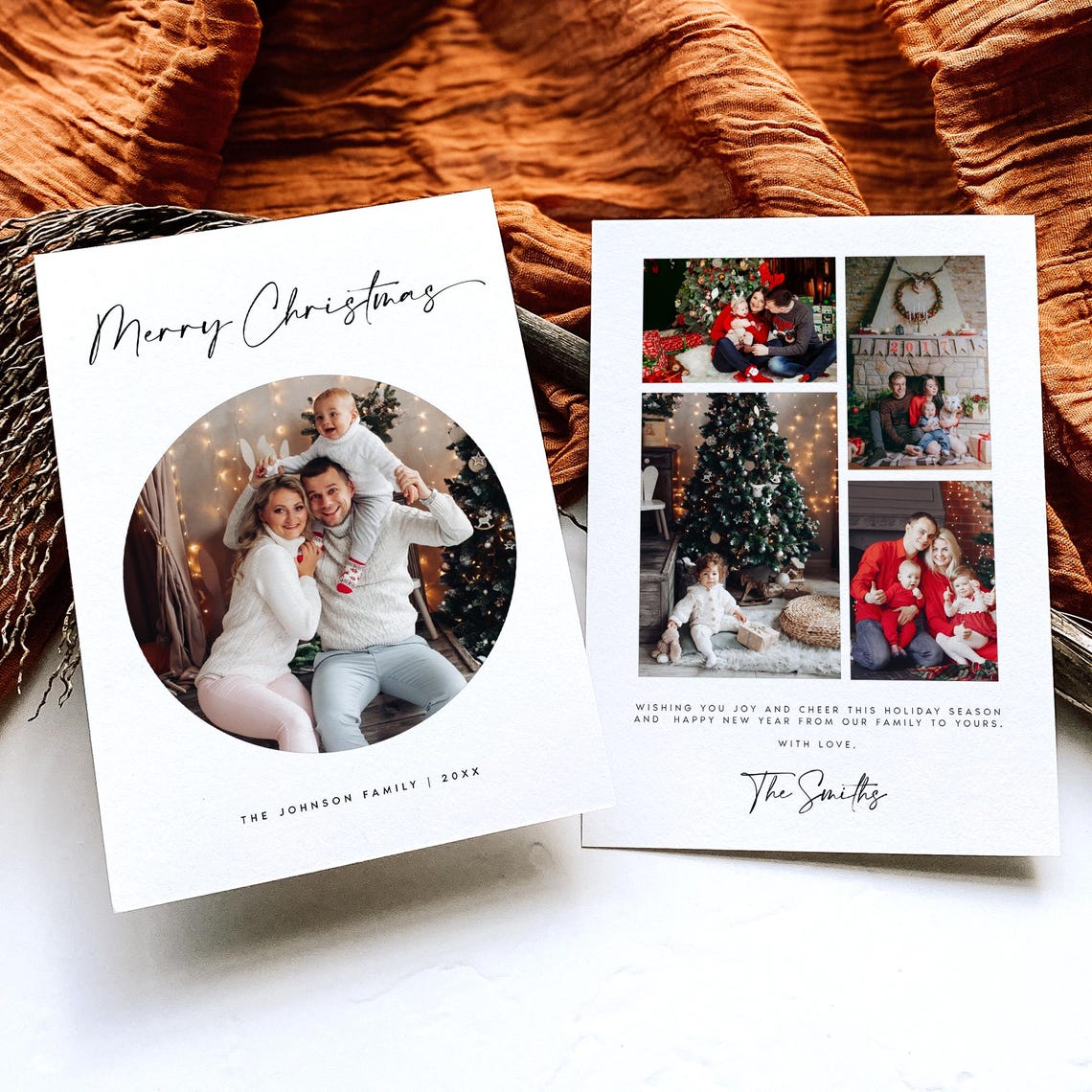 Elegant Photo Christmas Card Template, Minimalist Holiday Card ...