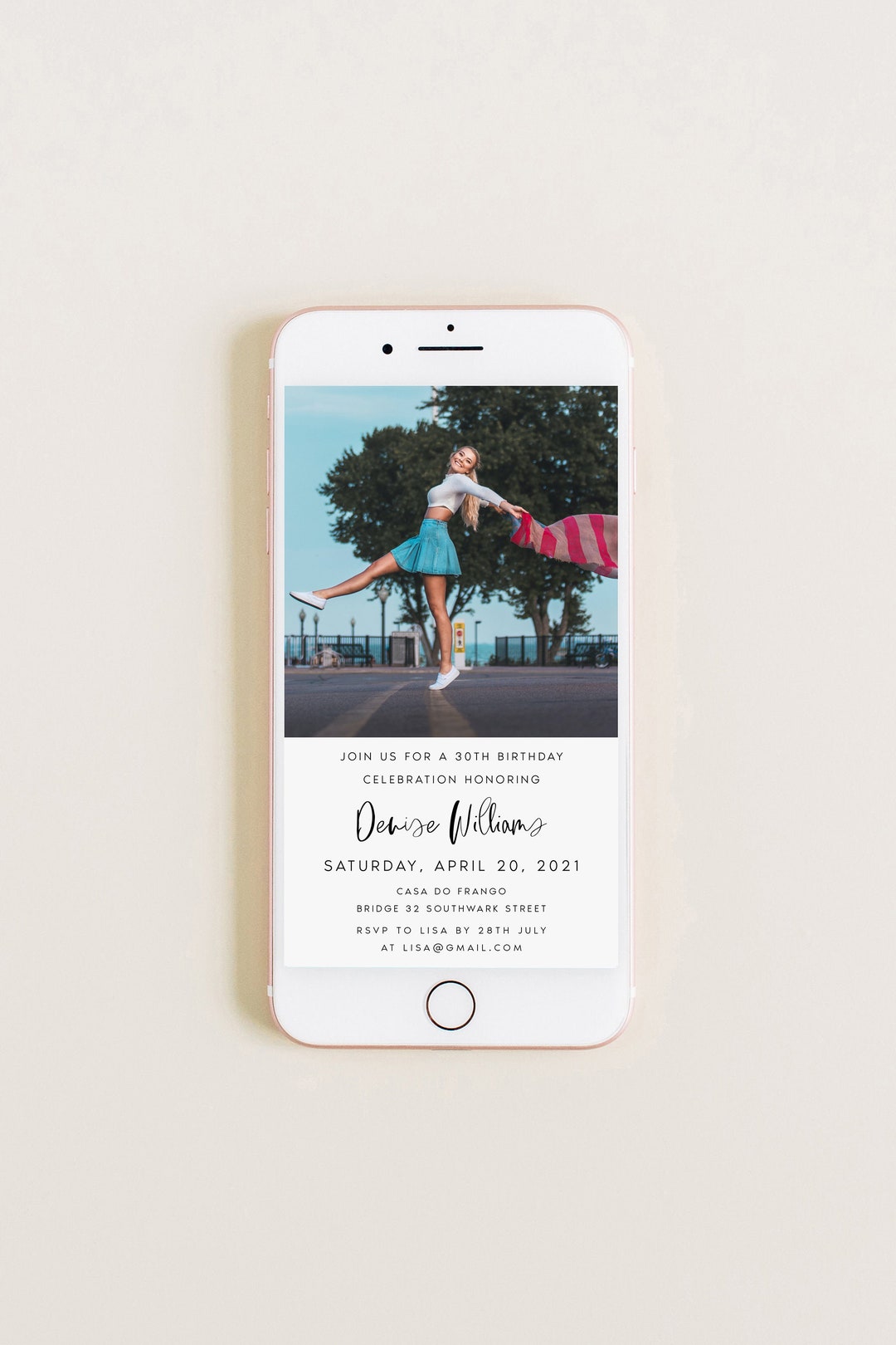 Electronic Photo Birthday Party Invitation, Online Modern Birthday ...