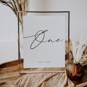 Table Number Template, Printable, Wedding, Script, Modern, Calligraphy ...