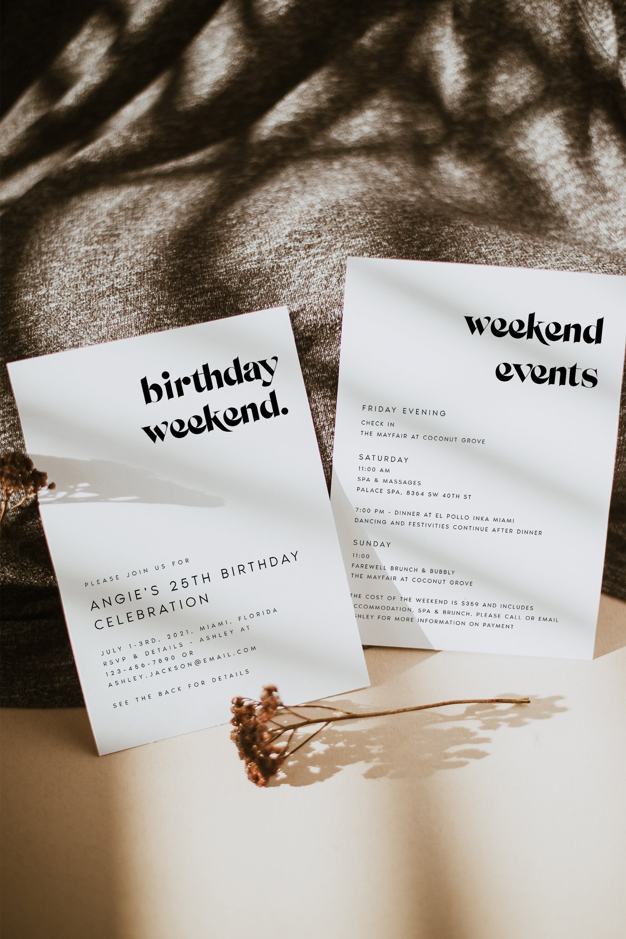 Modern Birthday Party Invitation Template Minimalist Birthday | Etsy