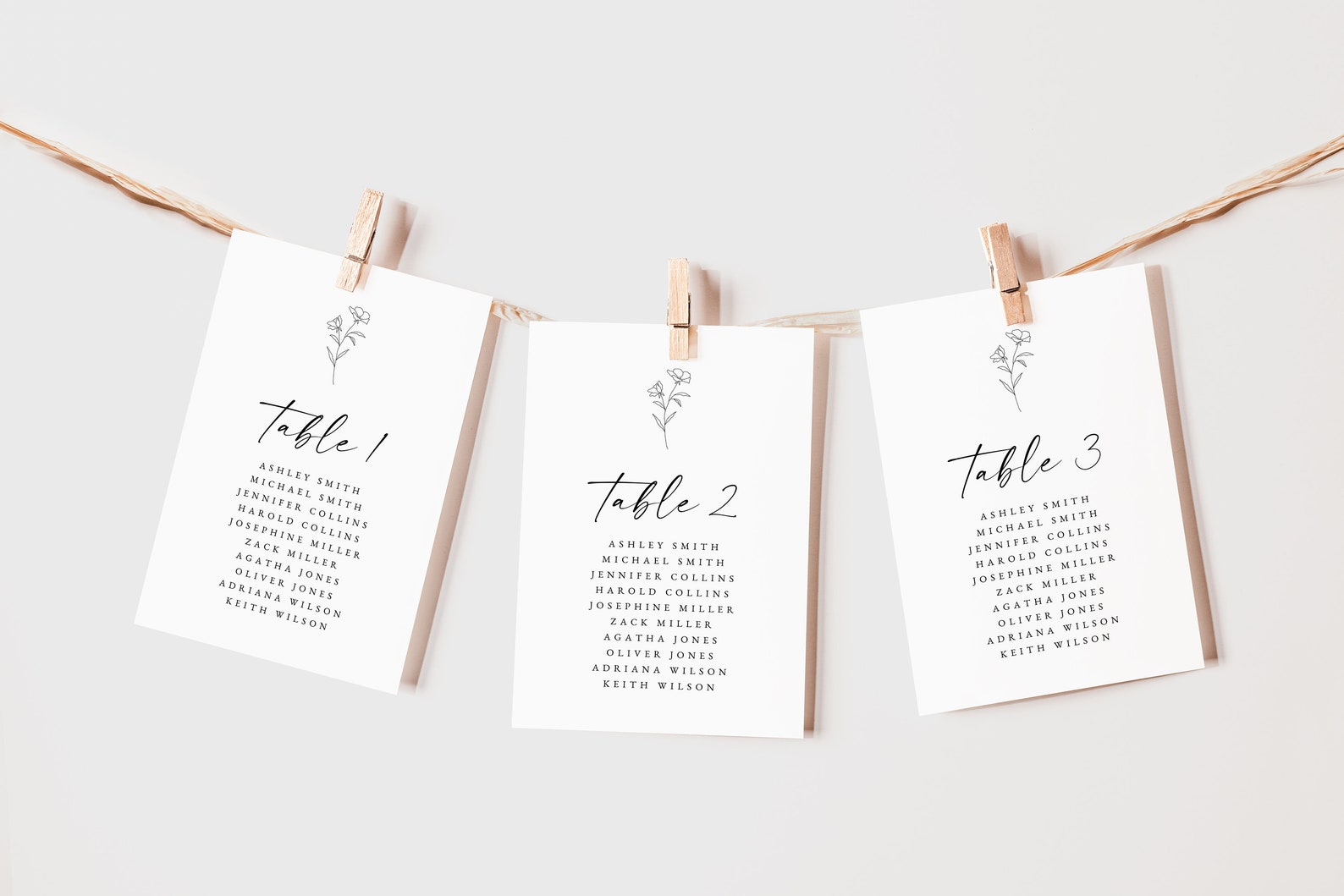 Modern Wedding Seating Chart Template, Minimalist Seating Plan Cards ...