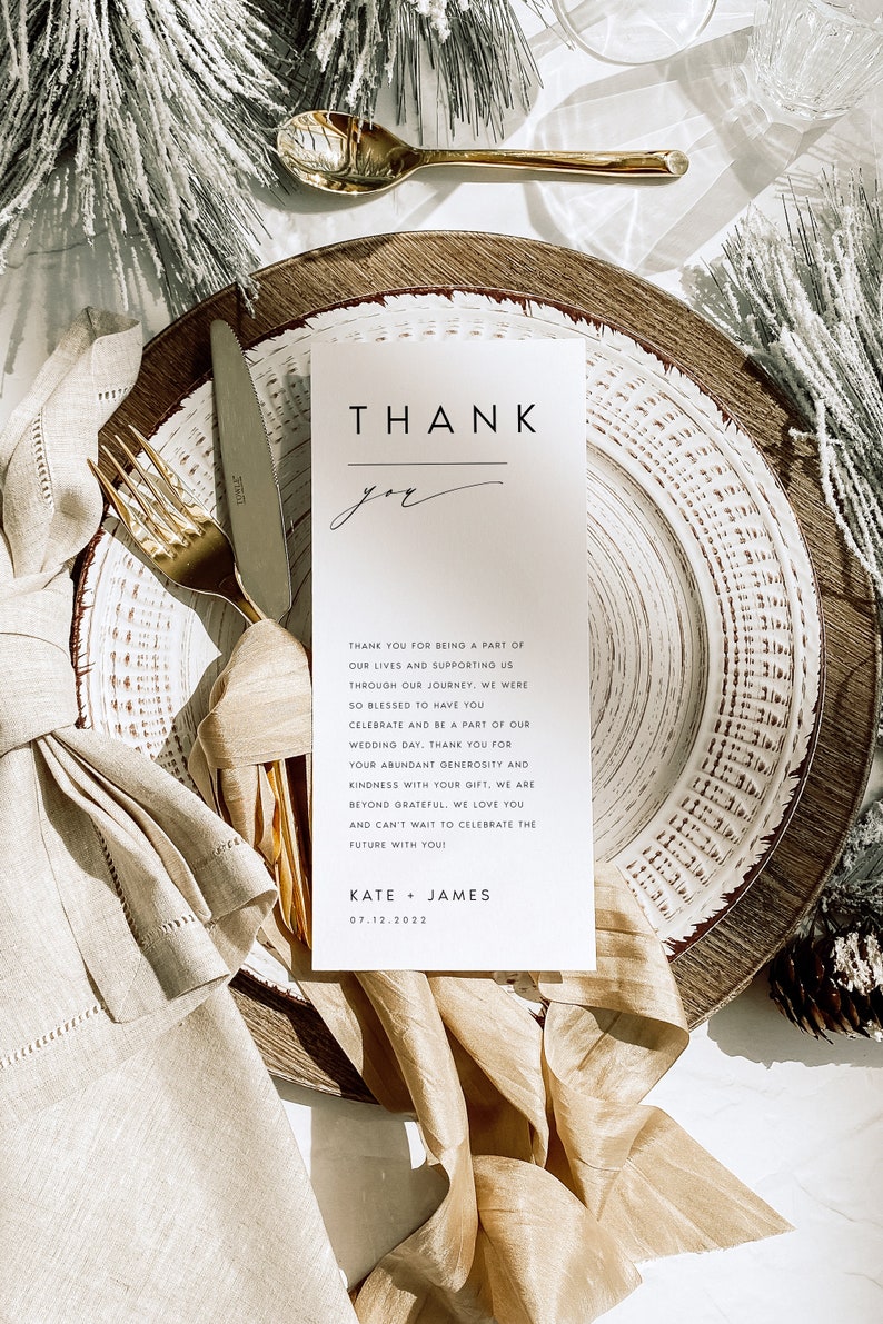 Wedding Thank You Note Template Printable Modern Wedding - Etsy