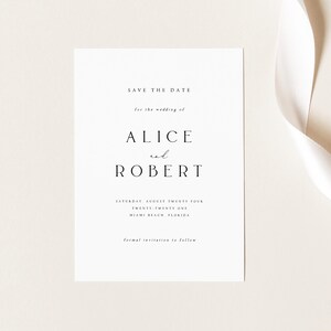 Minimal Save the Date Invitation Editable Template, Minimalist Save the ...