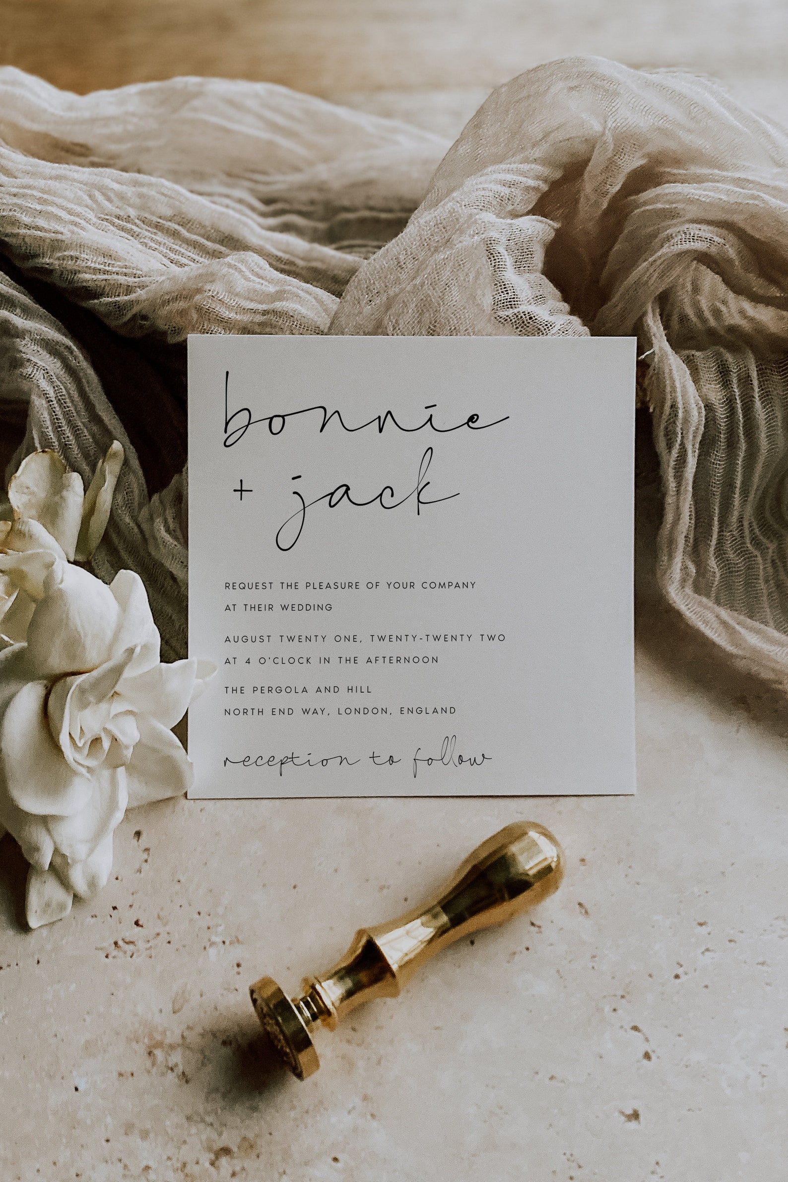 Wedding Invitation Template, Square Wedding Invitation, Wedding ...