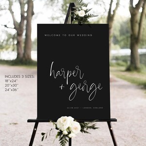 Moody Wedding Welcome Sign, Welcome Wedding Sign, Black Wedding Welcome ...
