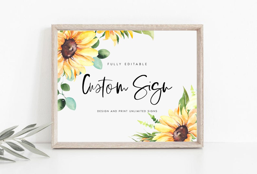 Sunflower Wedding Sign, Fall Bridal Shower Decor (printable, 5x7 and ...