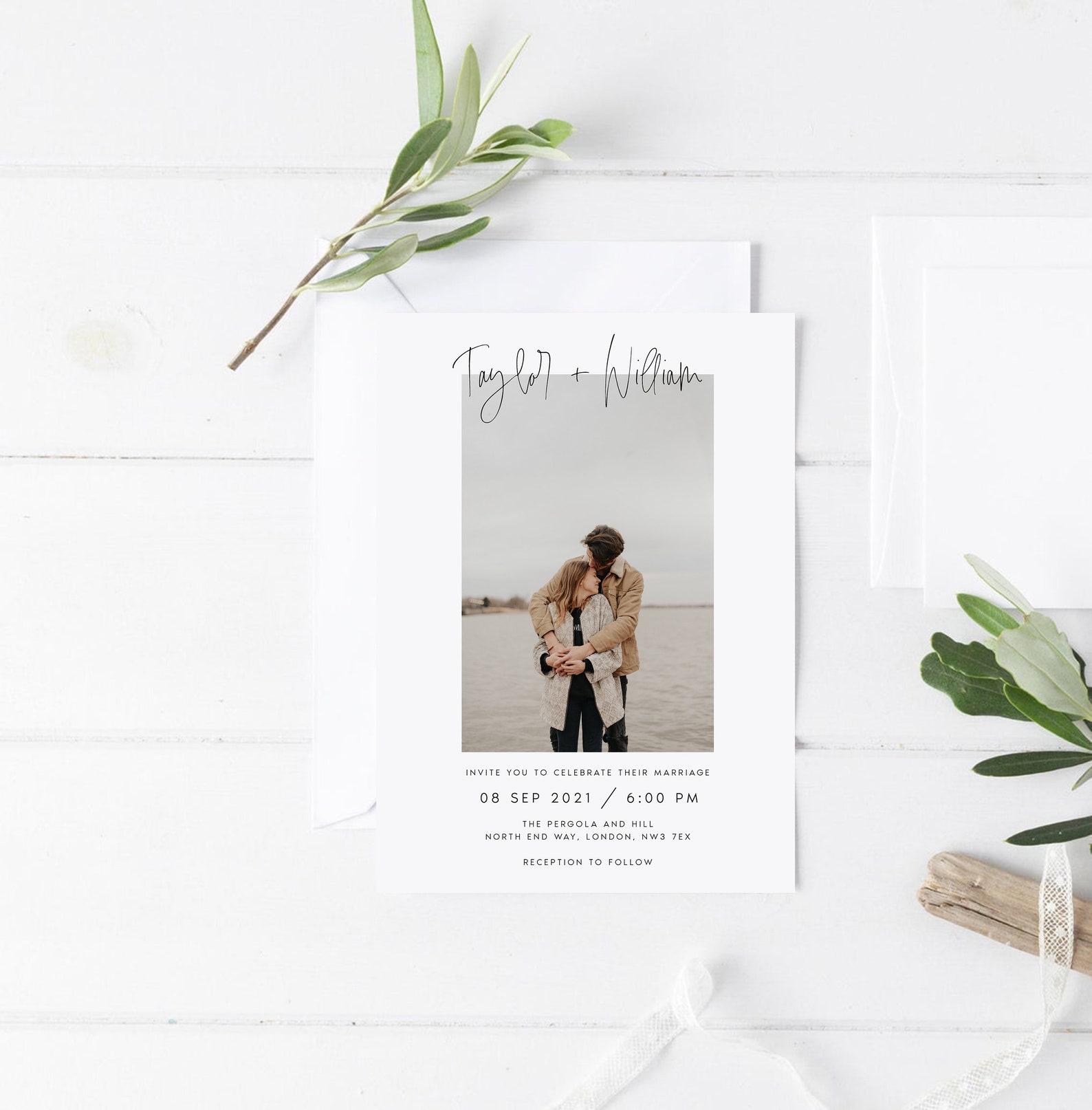 Wedding Invitation Template With Photo Photo Invite Editable - Etsy