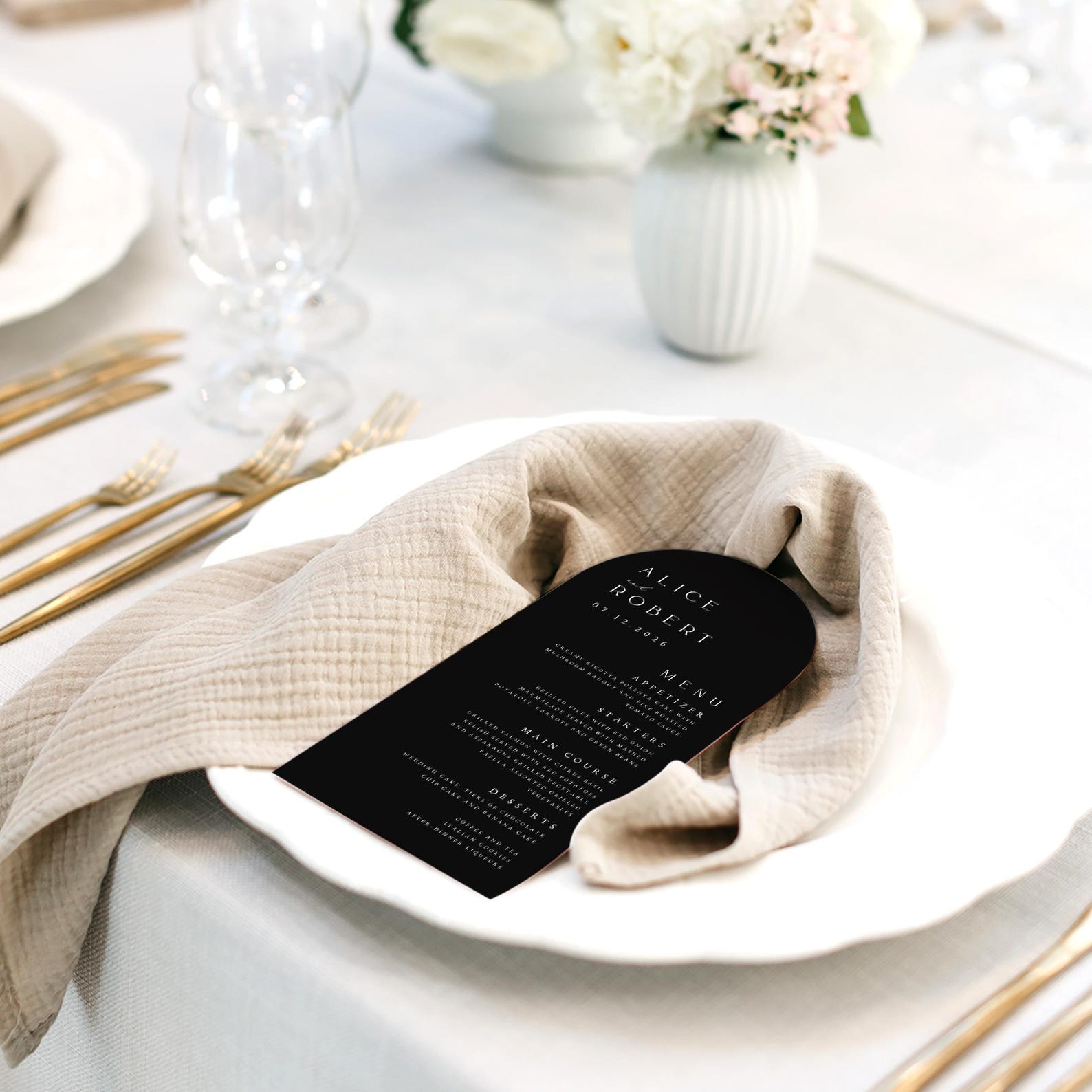 Arch Shape Wedding Menu Cards, Arch Shaped Dinner Menus, Printed Menus ...