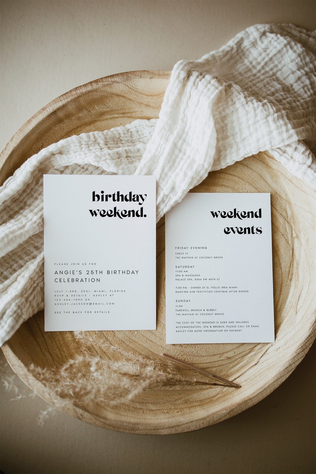 Modern Birthday Party Invitation Template Minimalist Birthday - Etsy