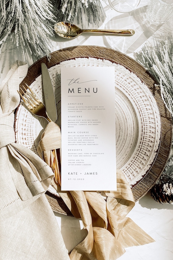 Elegant Wedding Menu Template Modern Script Wedding Dinner - Etsy