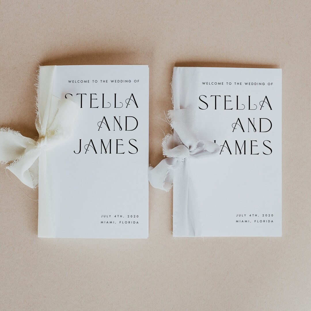 Foldable Wedding Program Template, Printable Wedding Program, Elegant ...