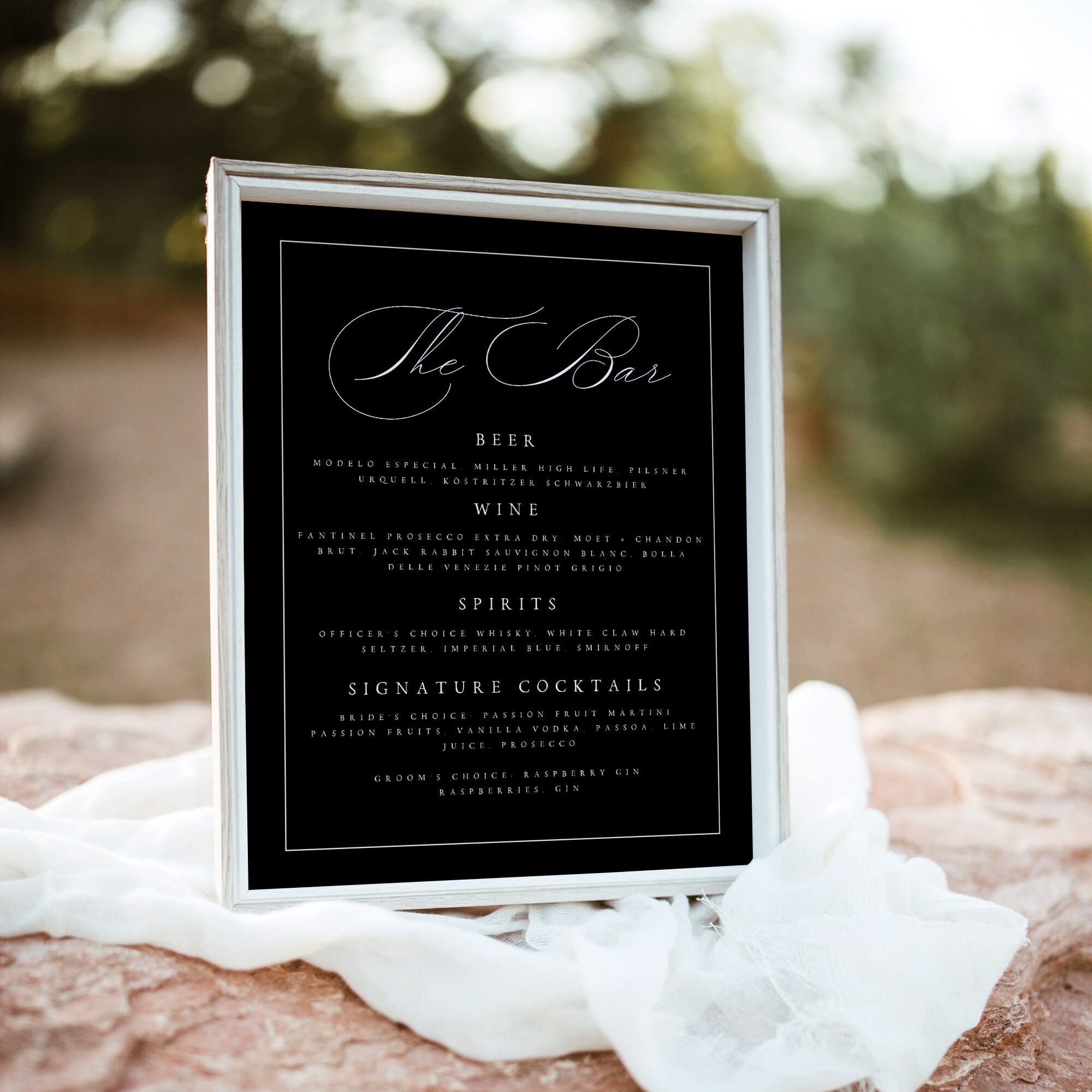 Elegant Wedding Bar Menu Sign Template (digital Download) CMLA - Etsy