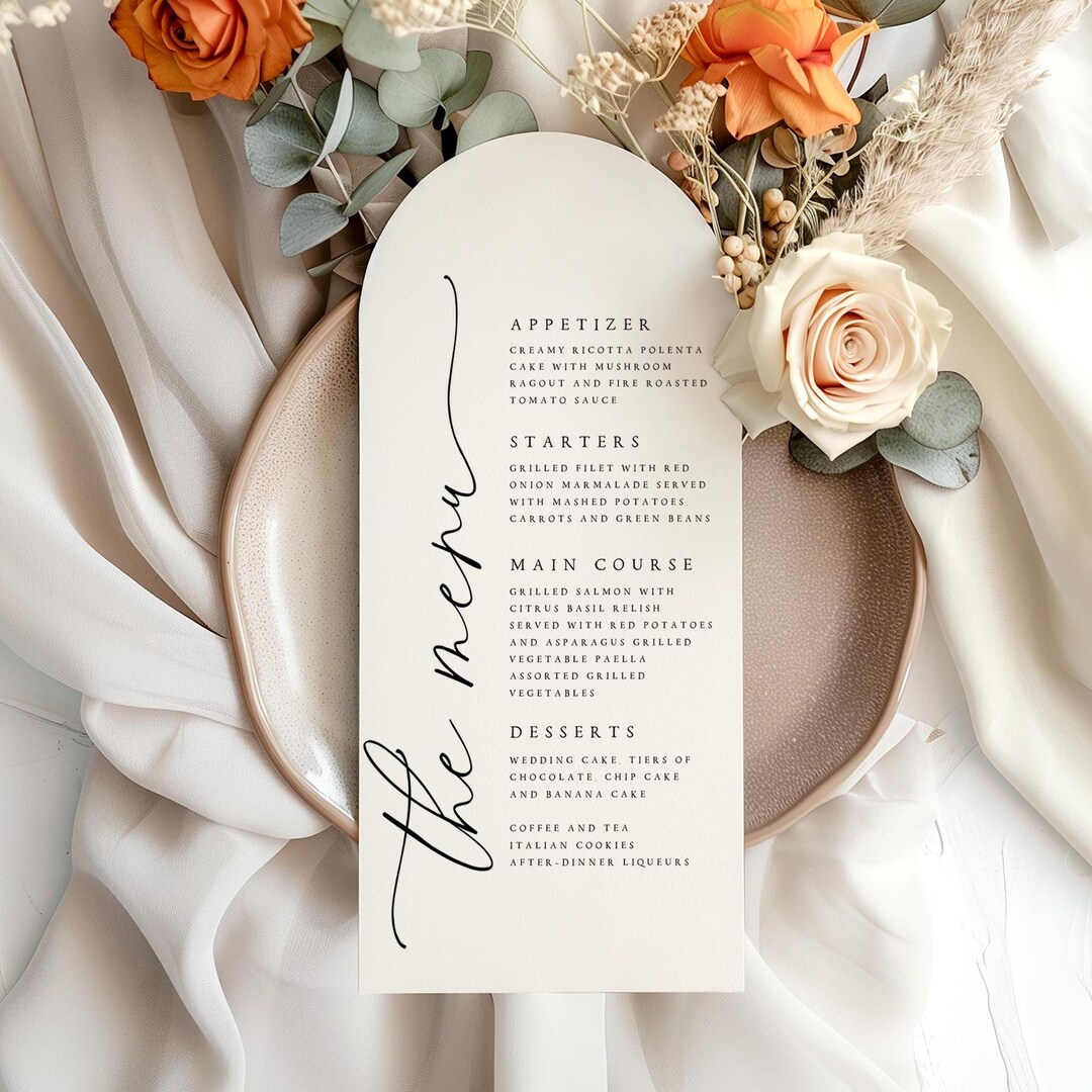 PRINTED Arch Menu, Wedding Menu Minimalist and Modern, Full Arch ...