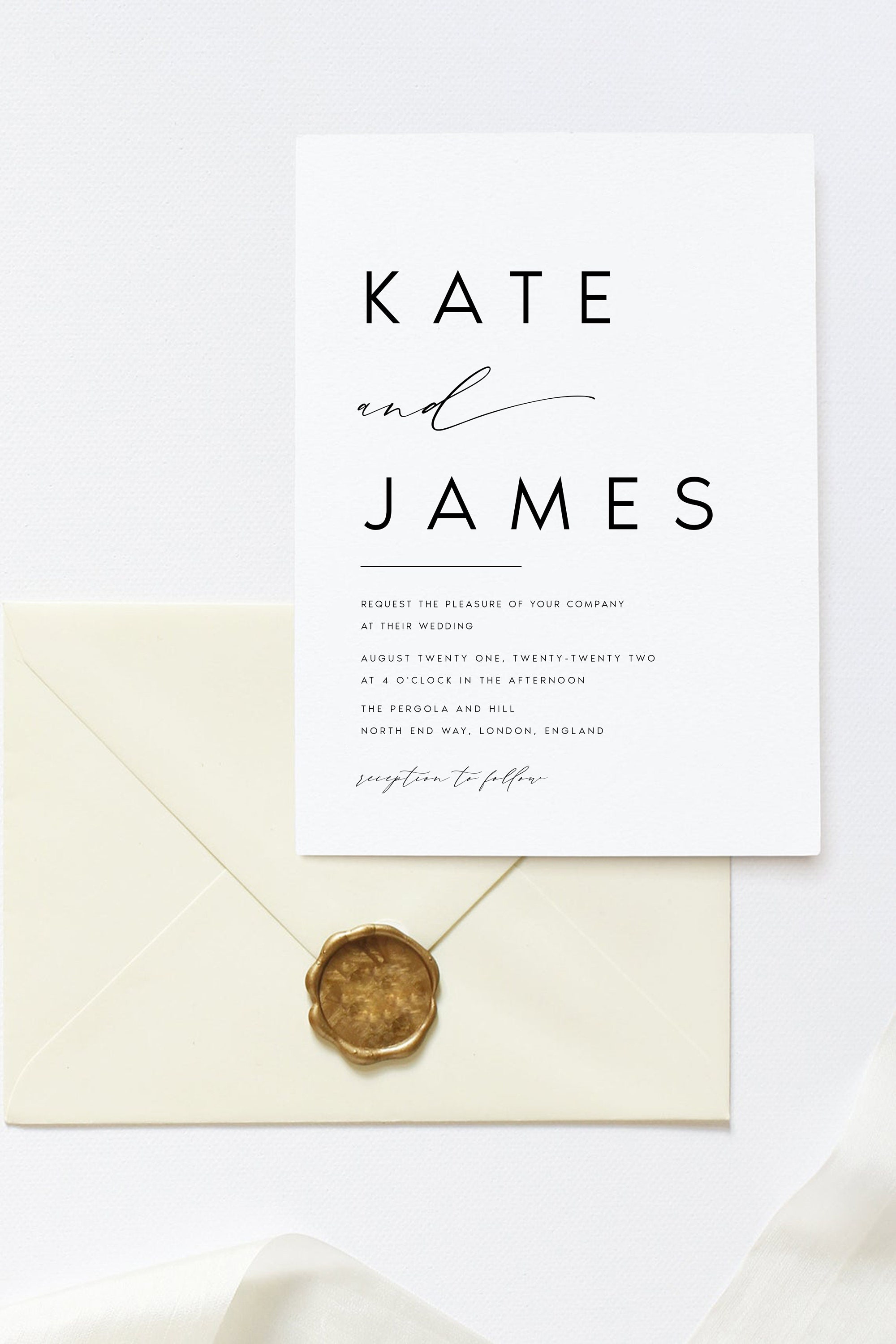 Modern Wedding Invitation Set Template Minimalist 100% | Etsy