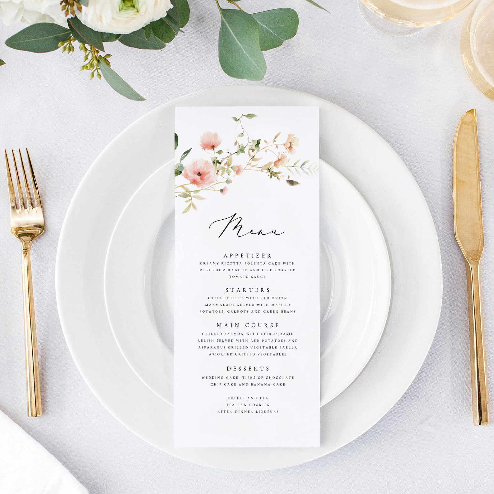Wildflower Menu Template, Garden Party Bridal Shower Menu, Boho Flowers ...