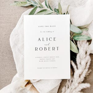 Minimal Save the Date Invitation Editable Template, Minimalist Save the ...