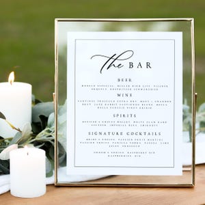 Elegant Bar Sign Template, Modern Wedding Bar Sign, Minimalist Wedding ...
