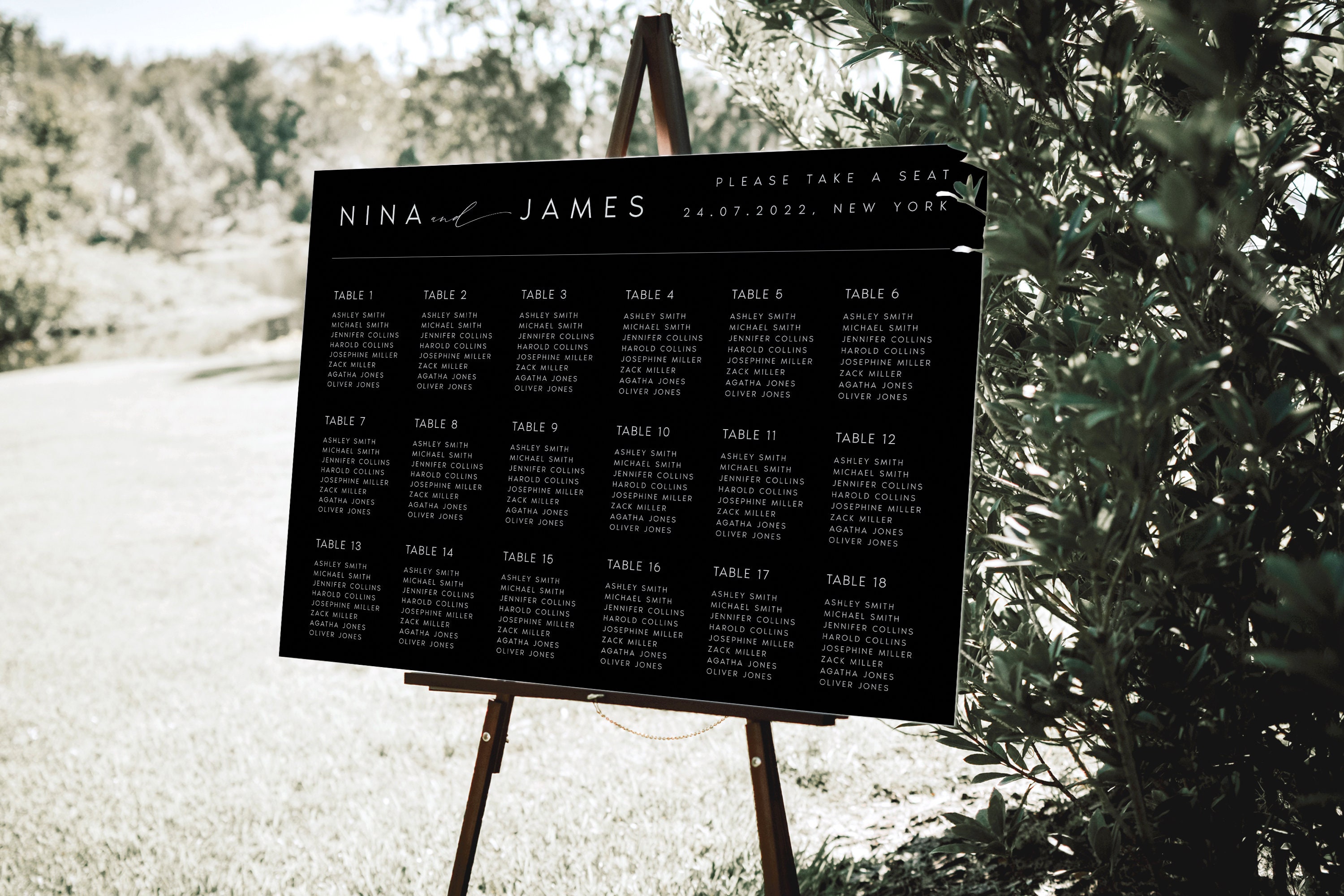 Black Seating Chart Template Modern Editable Instant Download - Etsy Canada