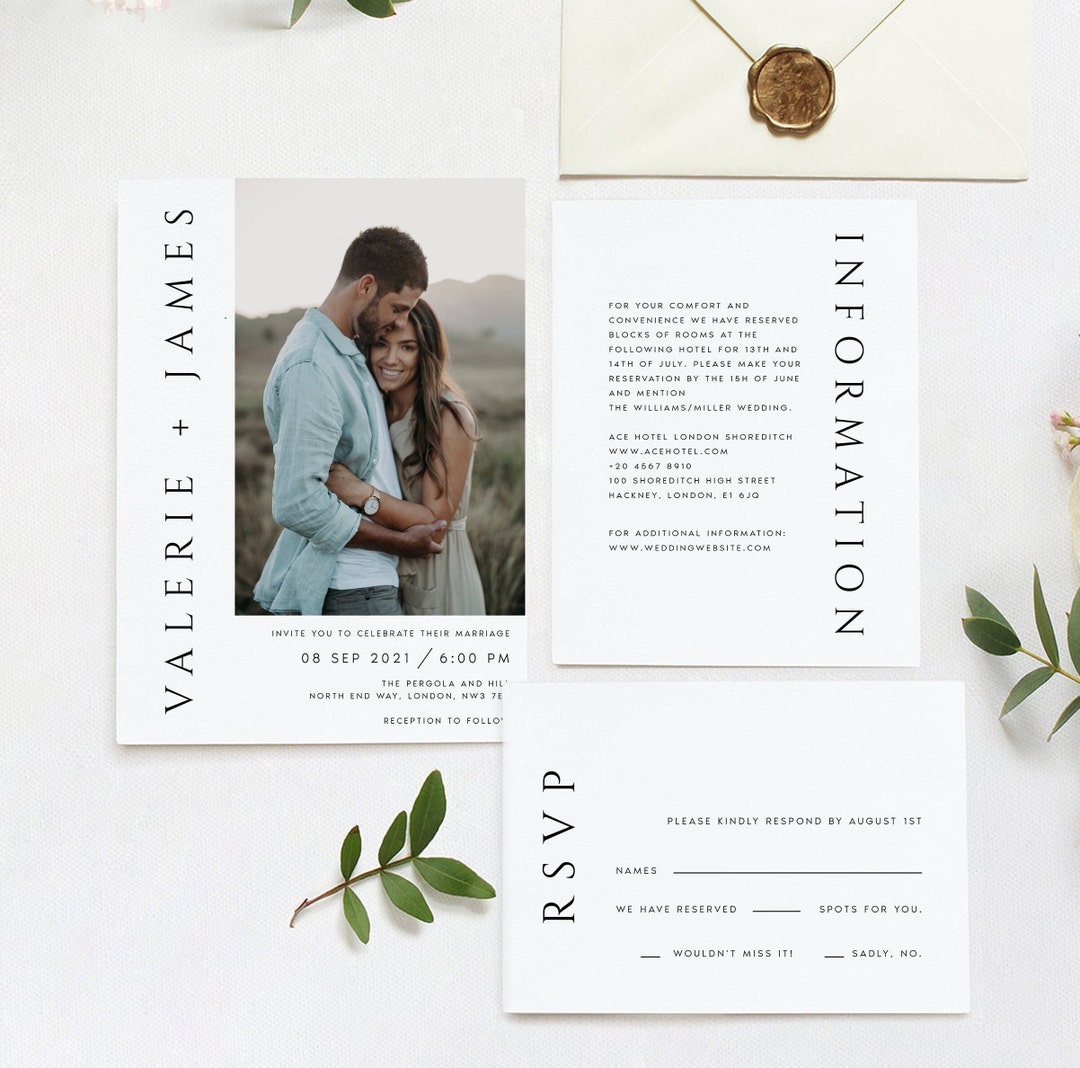 Modern Photo Wedding Invitation Template, Invites, Picture Invitation ...