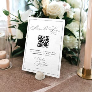 Share the Love QR Code Sign Template, 5x7 and 8x10 Photo Album Share QR ...