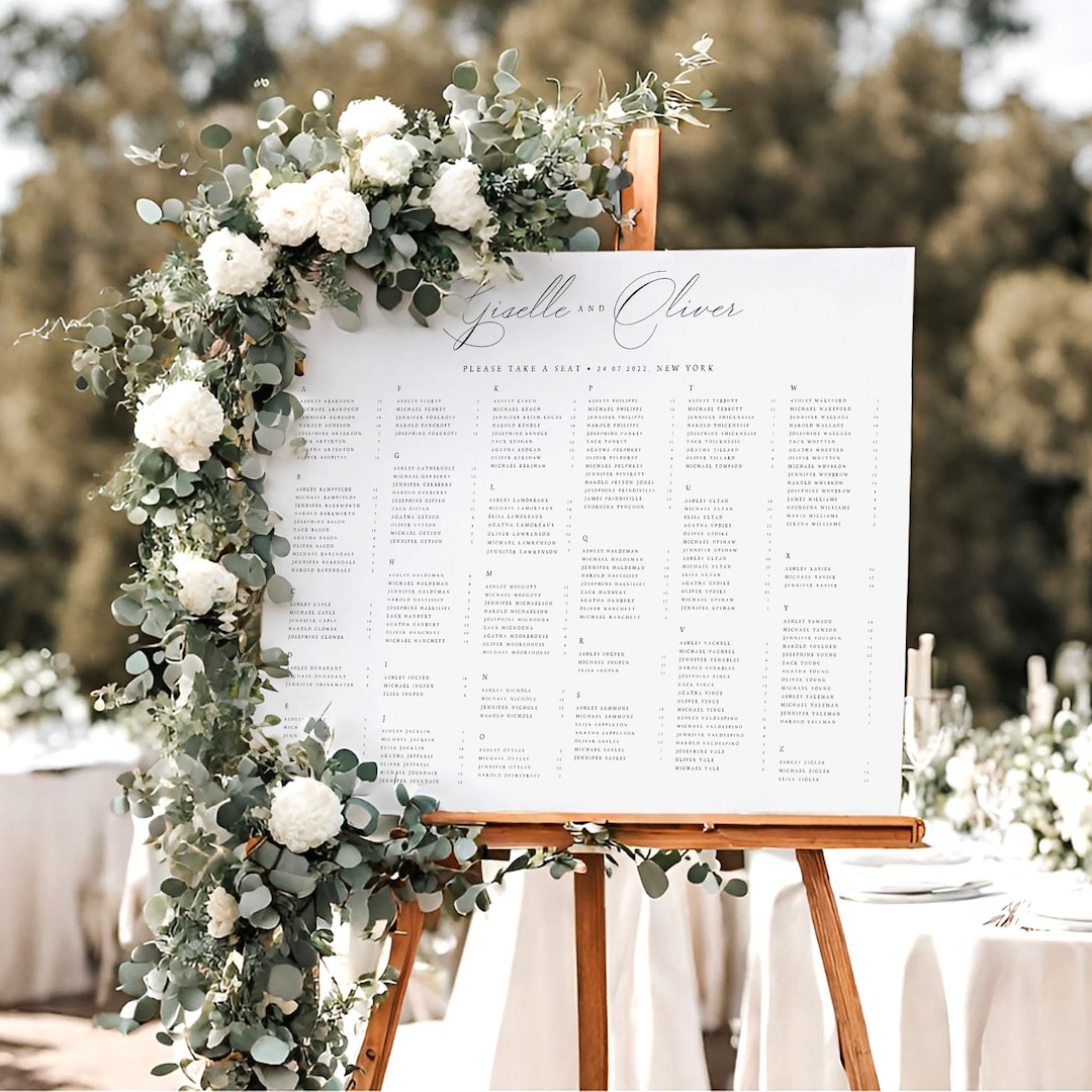 Classic Wedding Seating Chart Template, Minimalist Design (digital ...