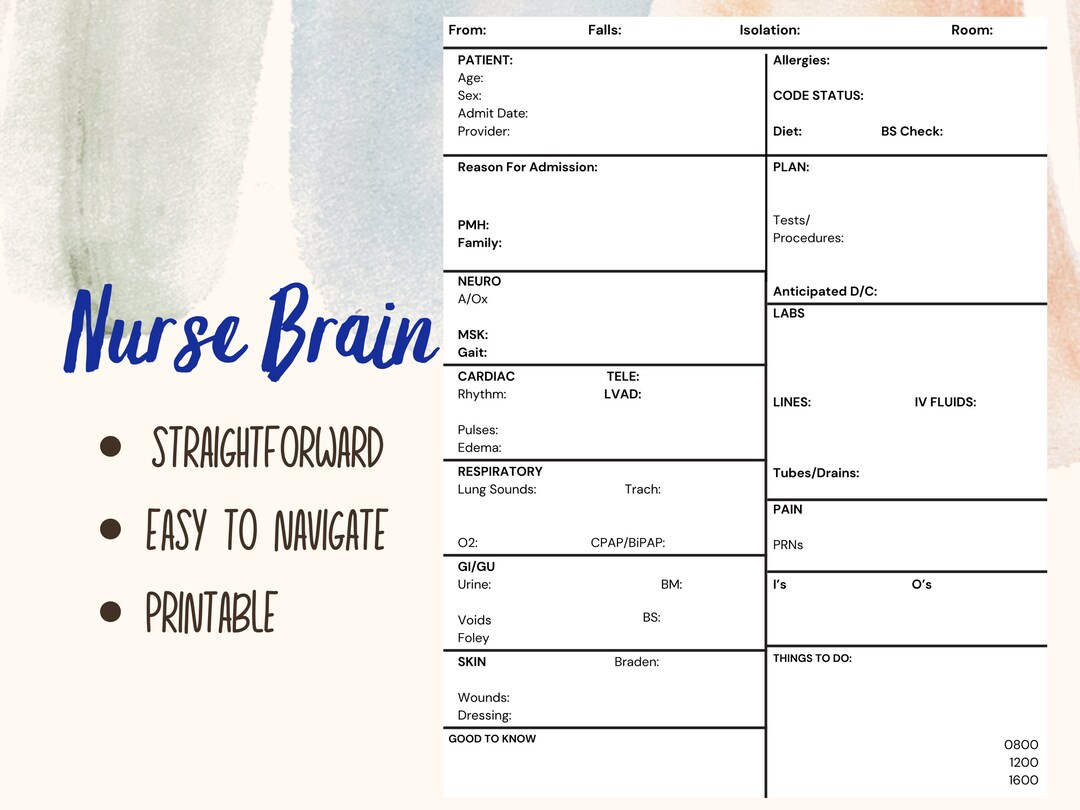 Cardiac|cvicu|medical Surgical|telemetry Report Sheet|nursing Report ...