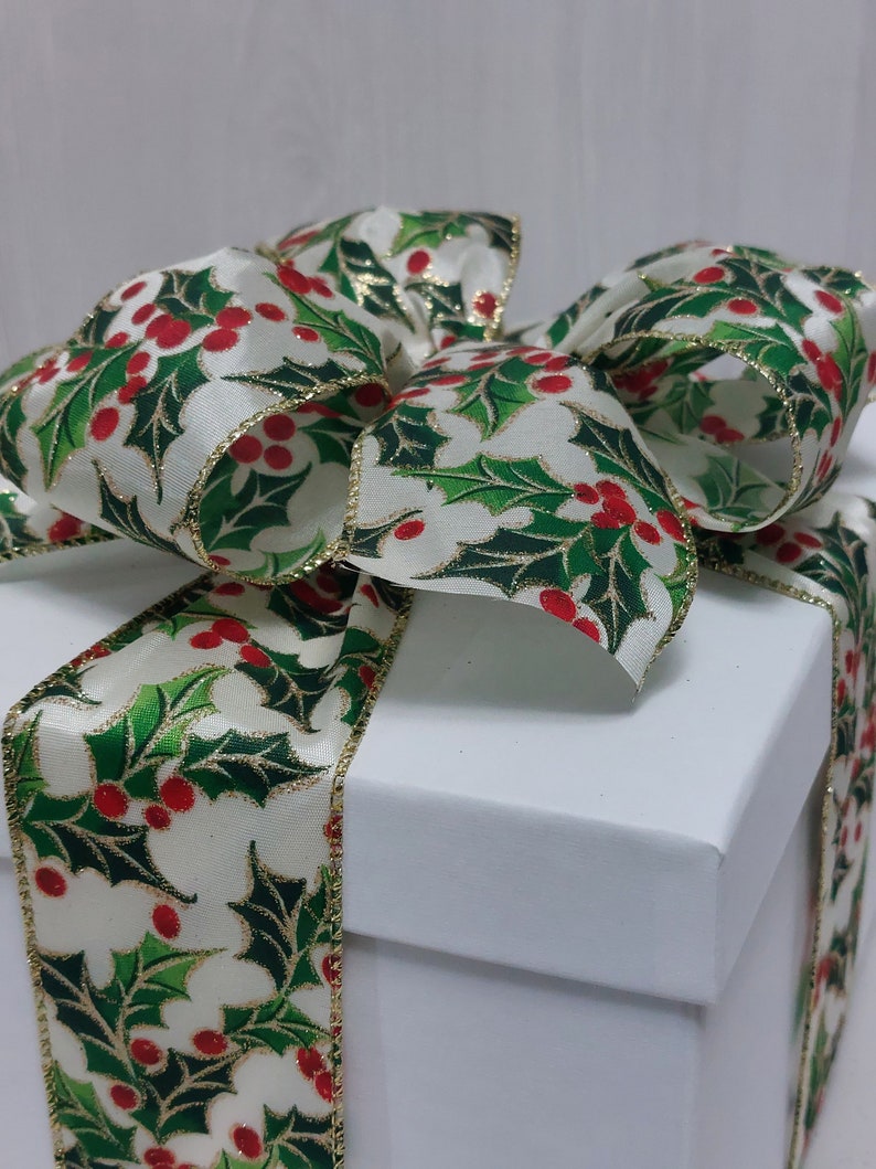 Holly and Ivy Christmas Ribbon - Etsy UK